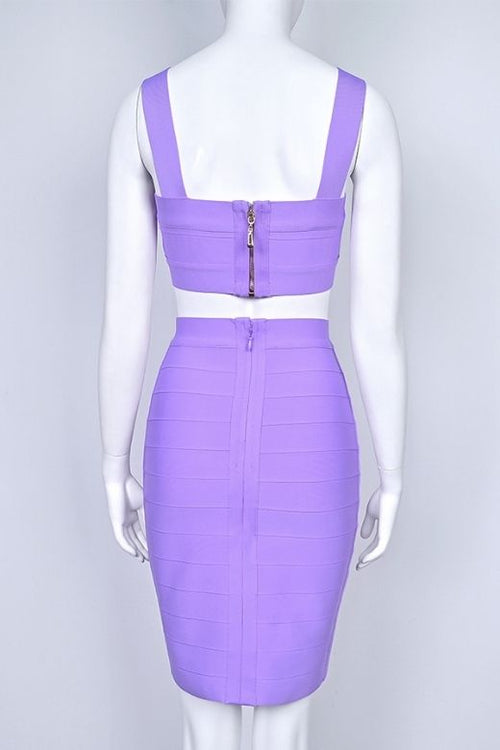 Ophelia Violet Crop Top and Skirt Set | Two Piece Skirt Set