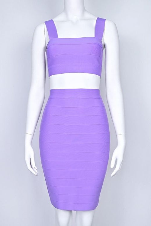 Ophelia Violet Crop Top and Skirt Set | Two Piece Skirt Set
